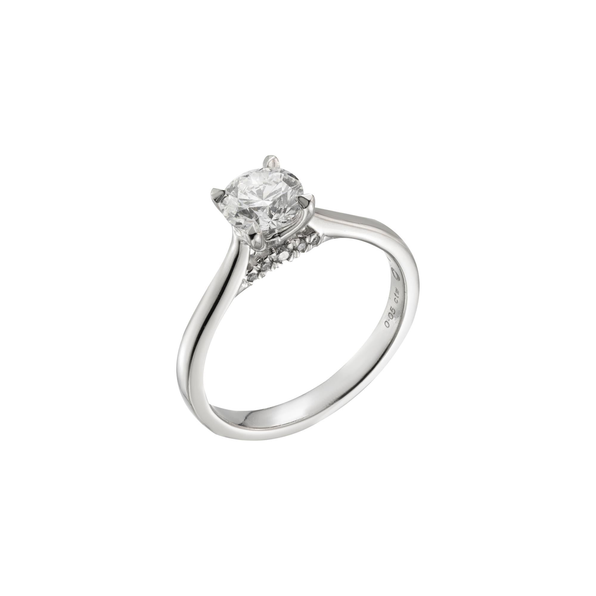 Platinum Round Cut Diamond Solitaire Ring, 0.76ct