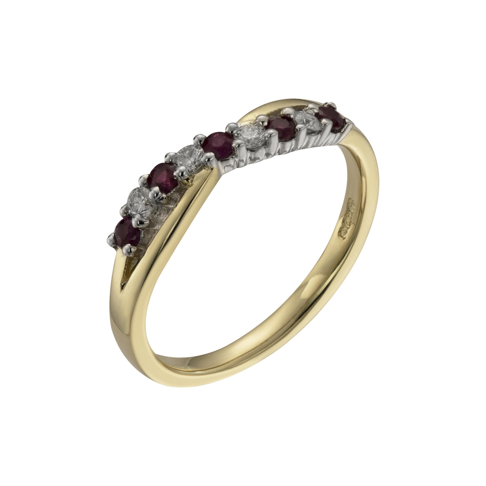 9ct Yellow Gold Ruby Crossover Ring