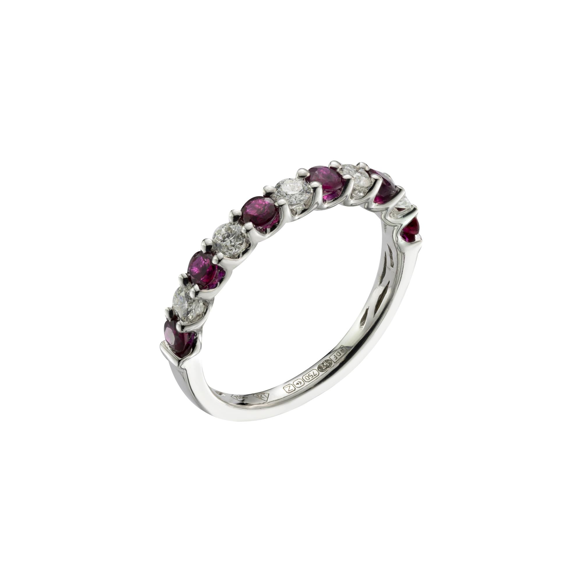 18ct White Gold Ruby & Diamond Eternity Ring