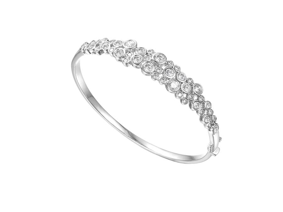 Silver Cubic Zirconia Bubble Bangle
