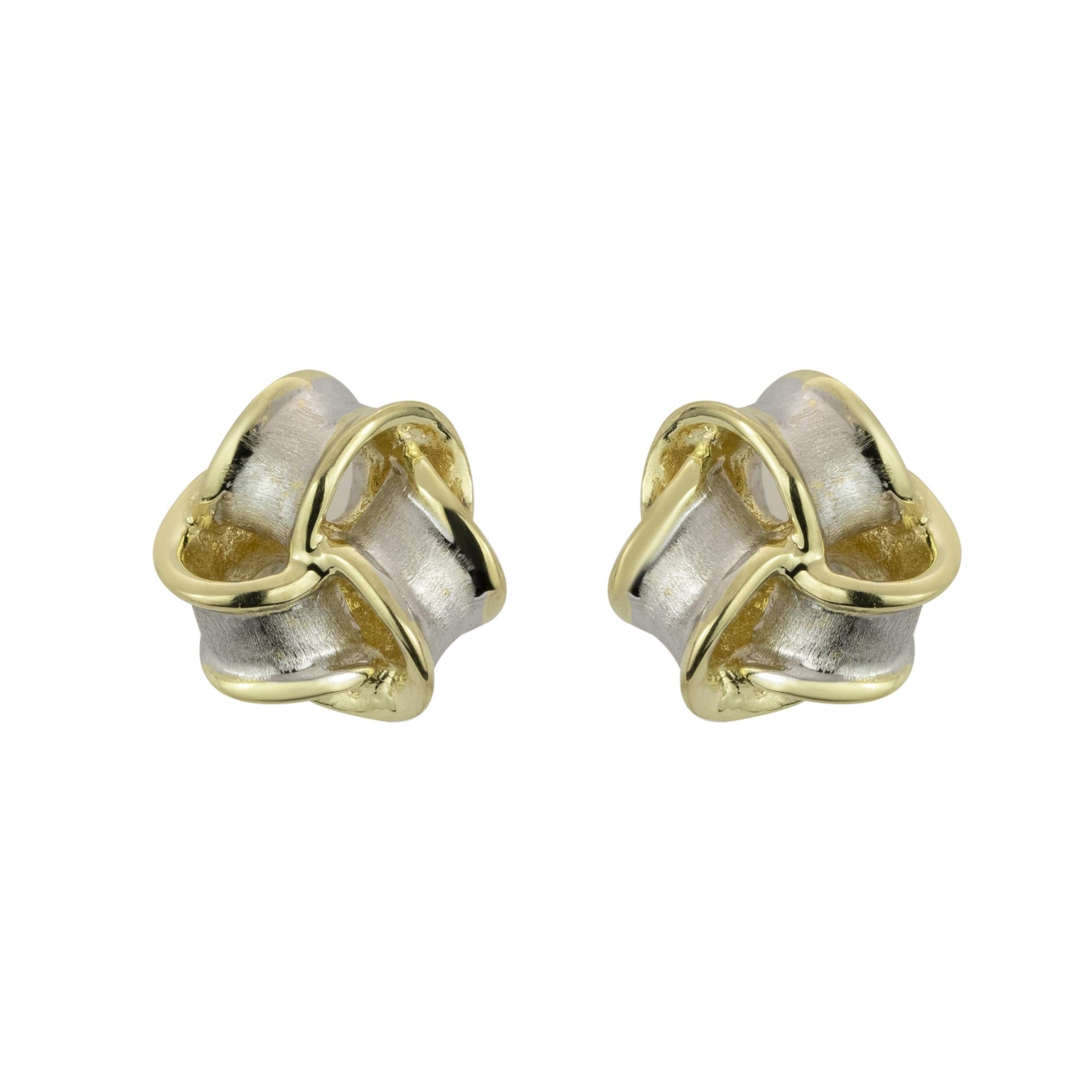 9ct Yellow And White Gold Knot Earrings