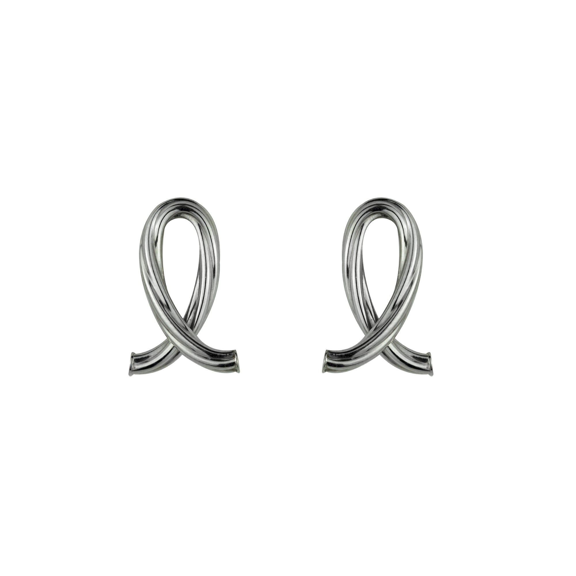 9ct White Gold Lined Loop Drop Earrings