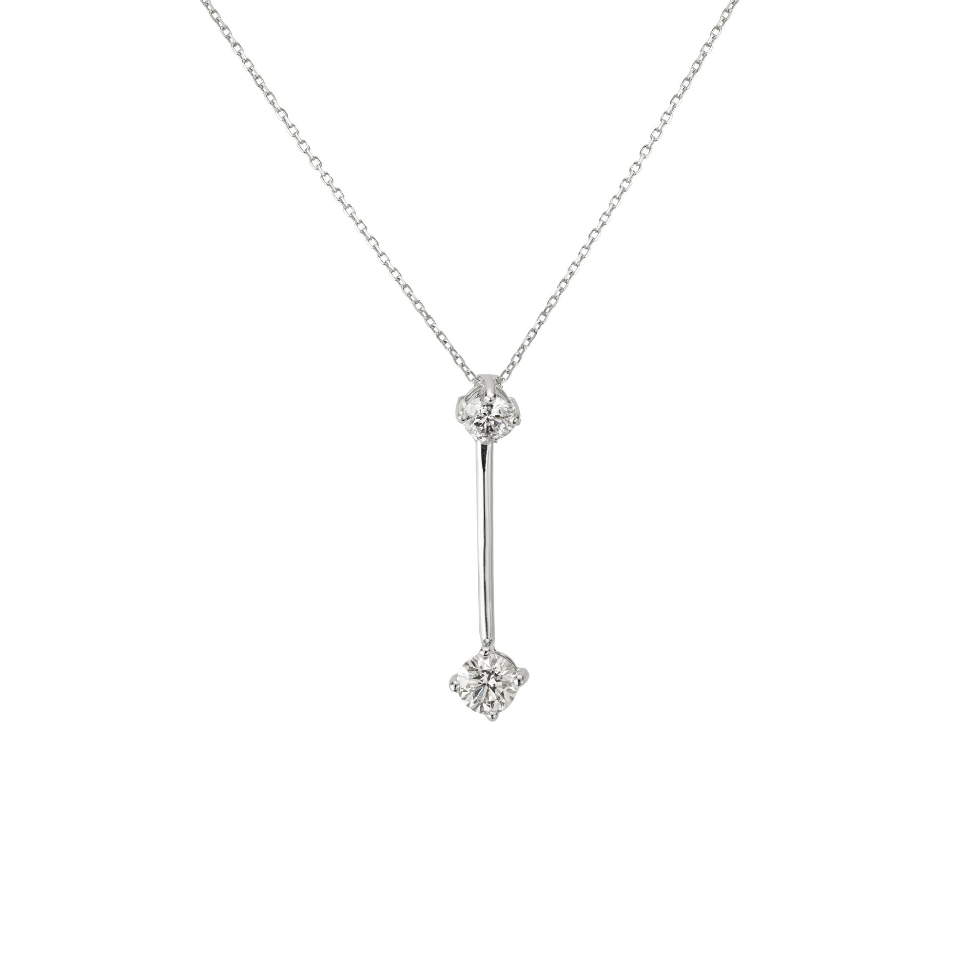 18ct White Gold Round Brilliant Diamonds Stick Pendant
