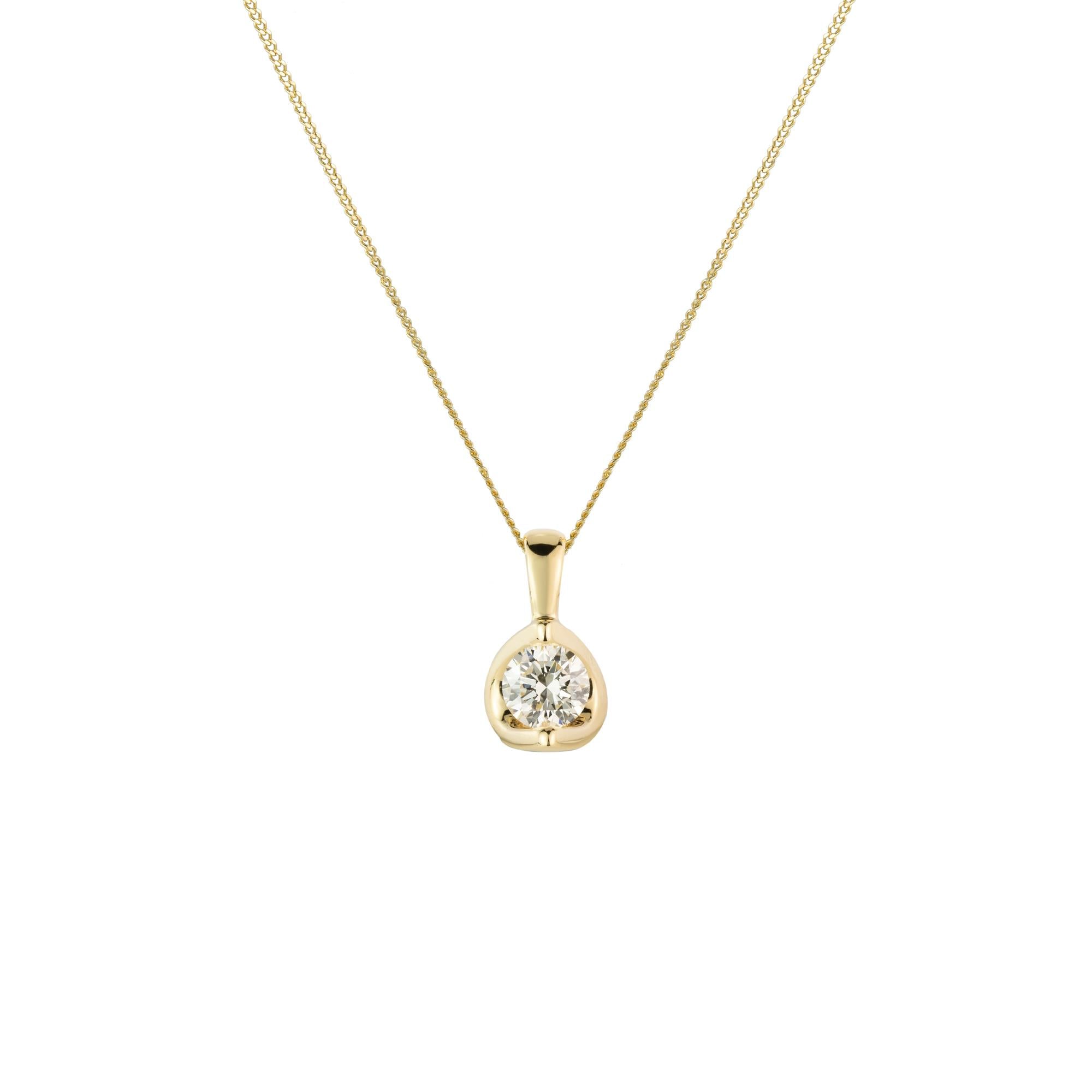 18ct Yellow Gold Diamond Single Stone Pendant