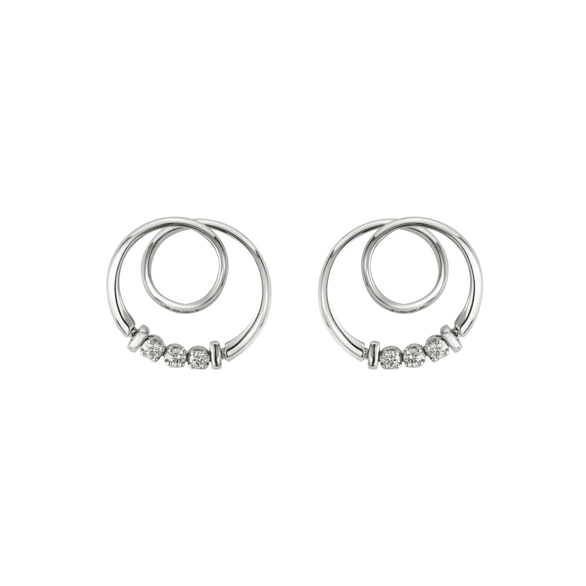 18ct White Gold Diamond Loop Drop Earrings