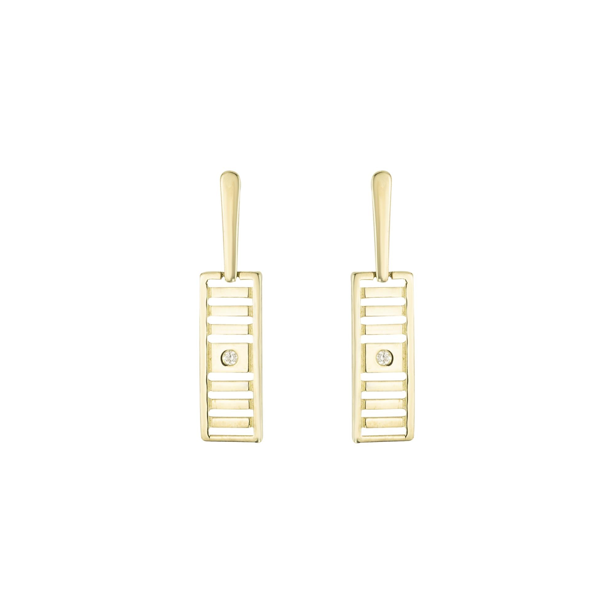 9ct Yellow Gold Diamond Ladder Drop Earrings