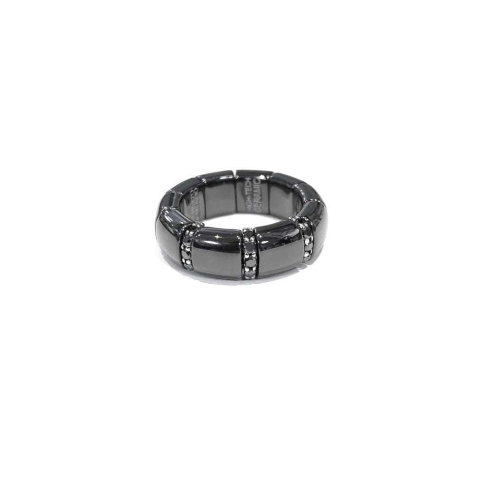 Black Ceramic & Diamond Expanding Ring