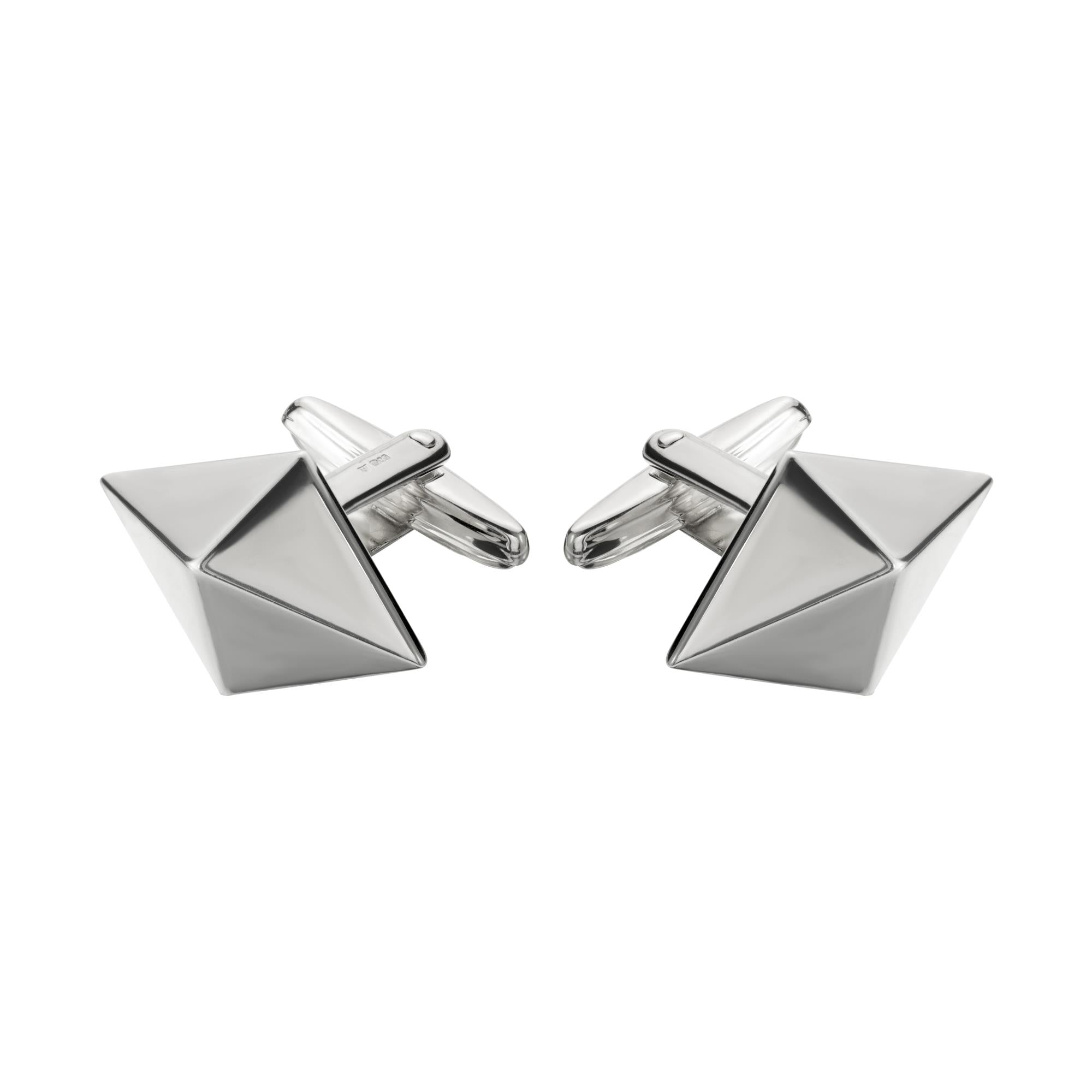 Sterling Silver Pyramid Shaped Cufflinks
