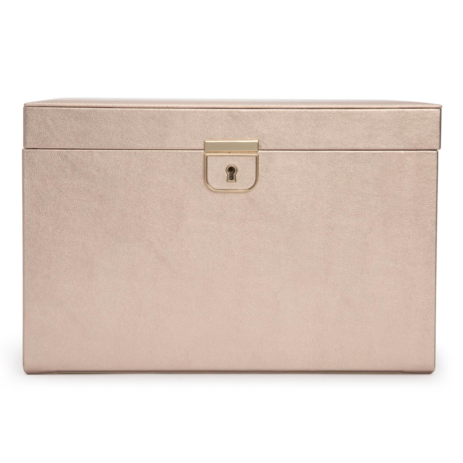 Wolf Rose Gold Leather Large Jewellery Box