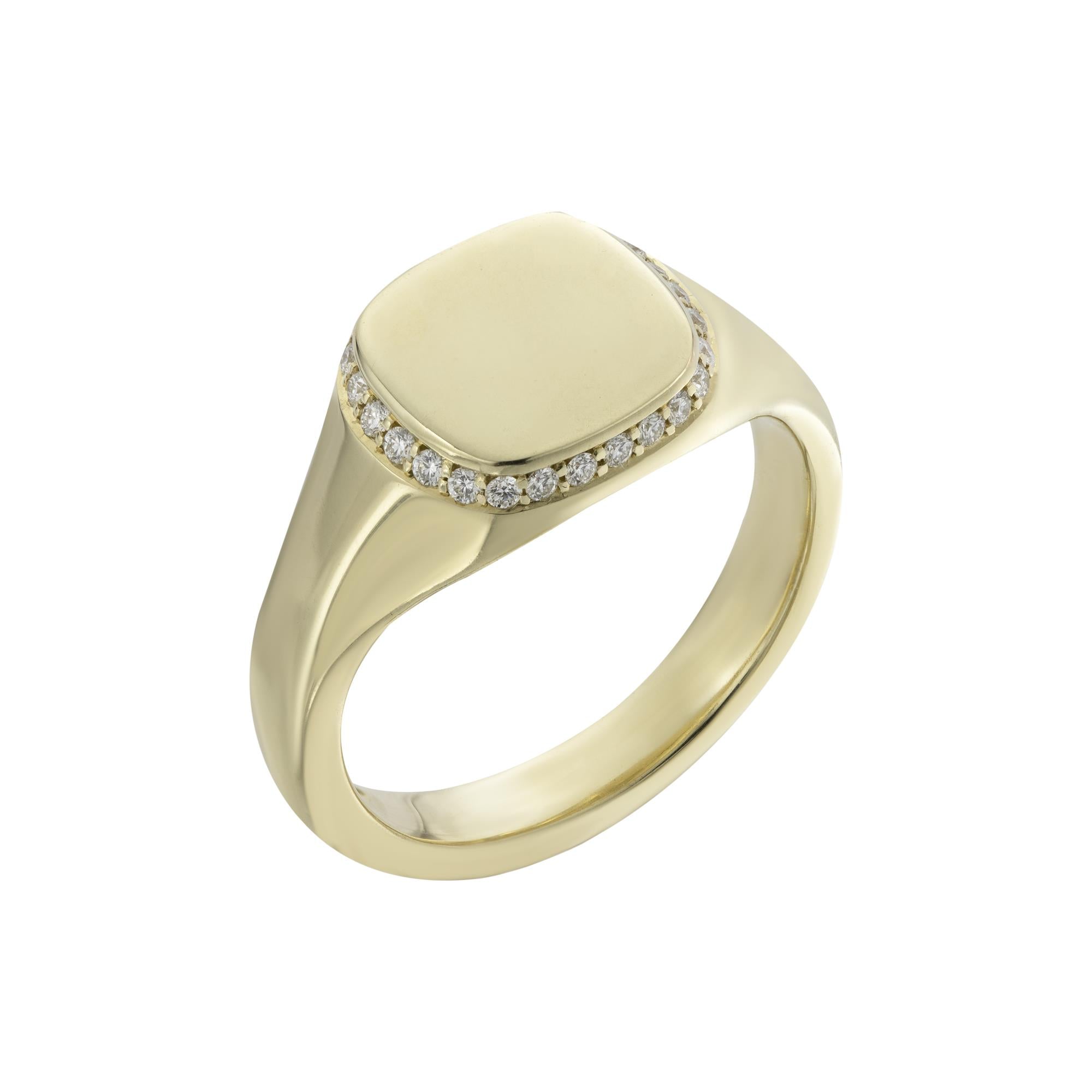 9ct Yellow Gold Square Diamond Signet Ring
