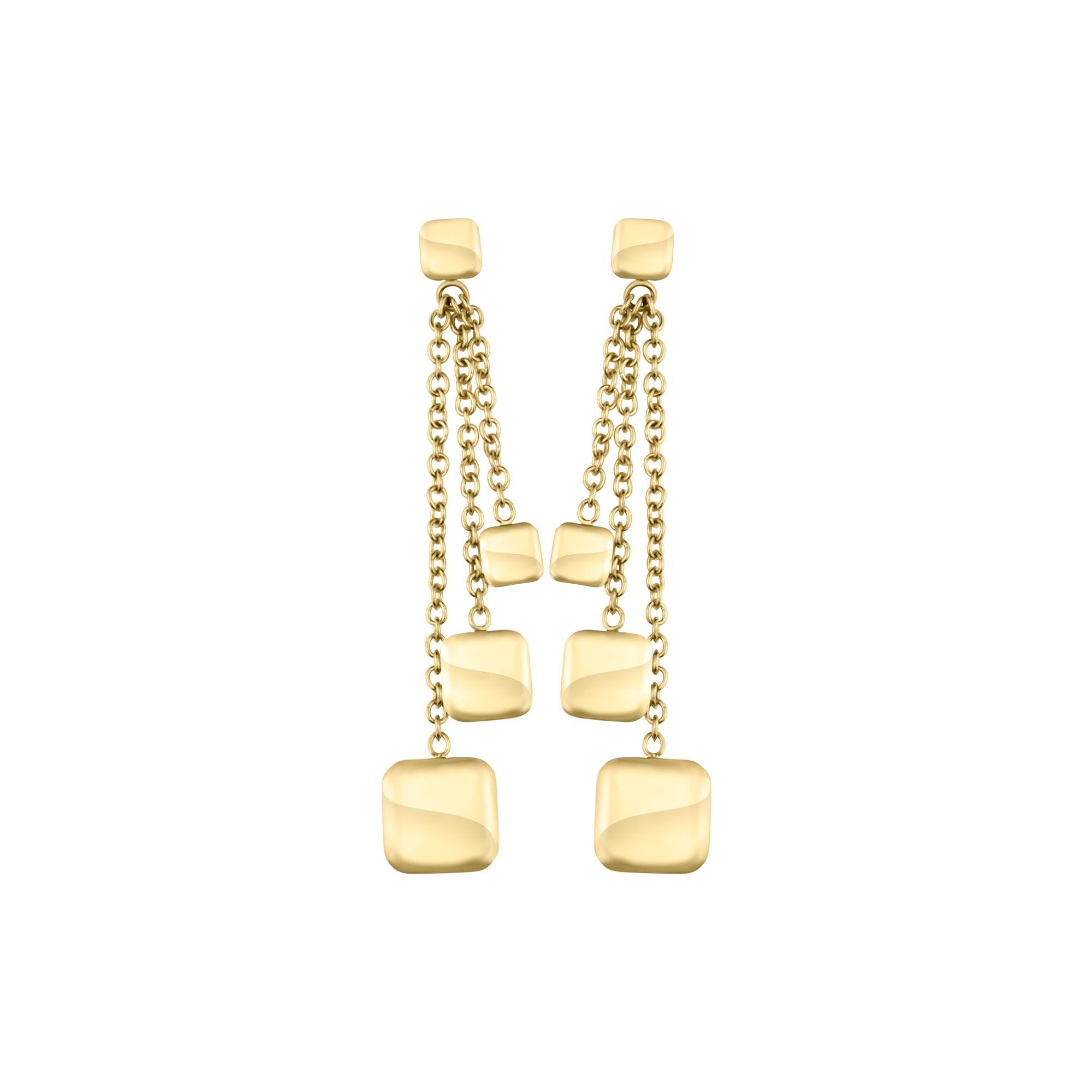 9ct Yellow Gold Graduated Squares Drop Earrings