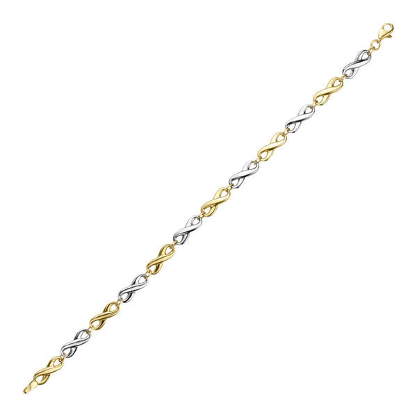 9ct Yellow and White Gold Infinity Link Bracelet