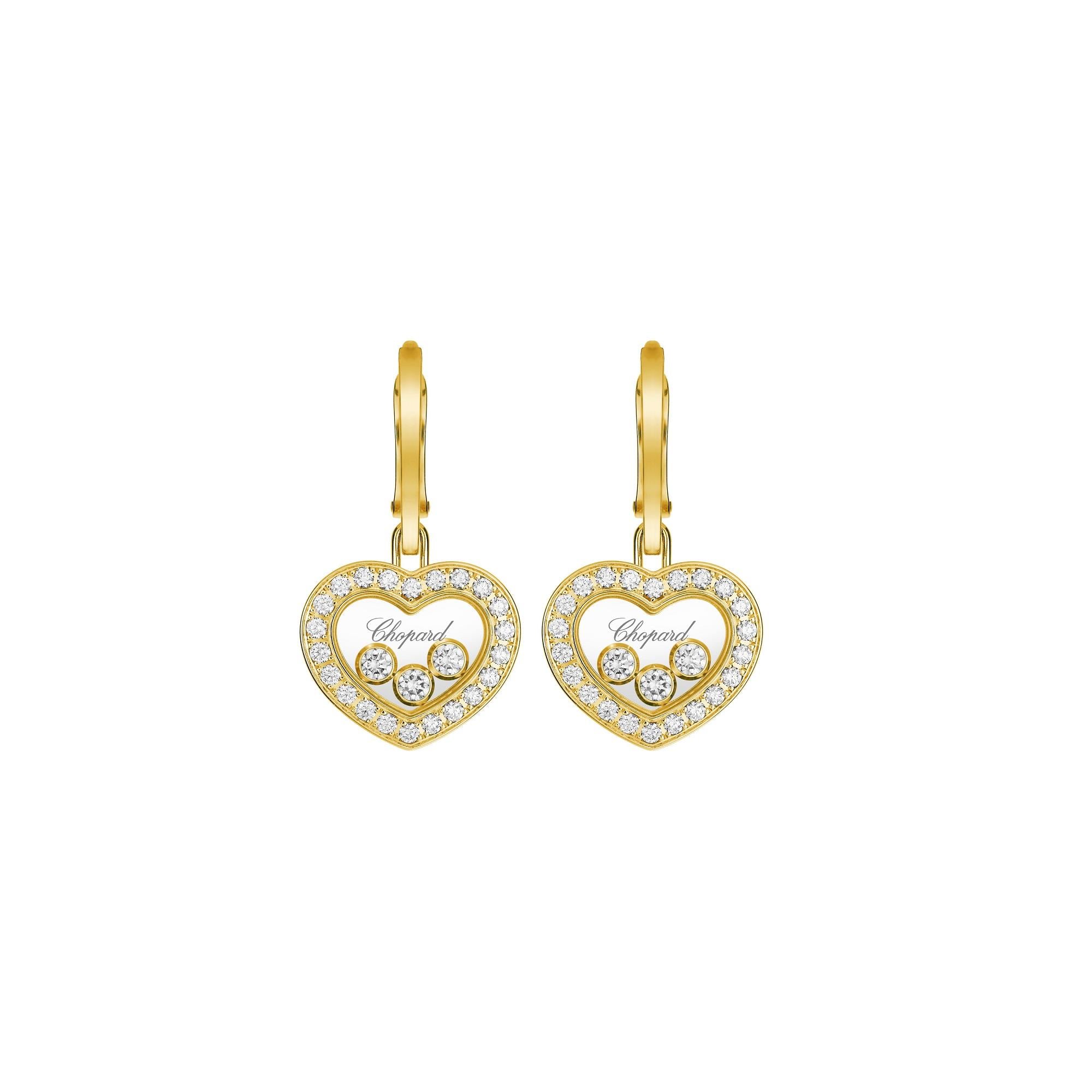 18ct Yellow Gold Happy Diamonds Icons Heart Shaped Earrings