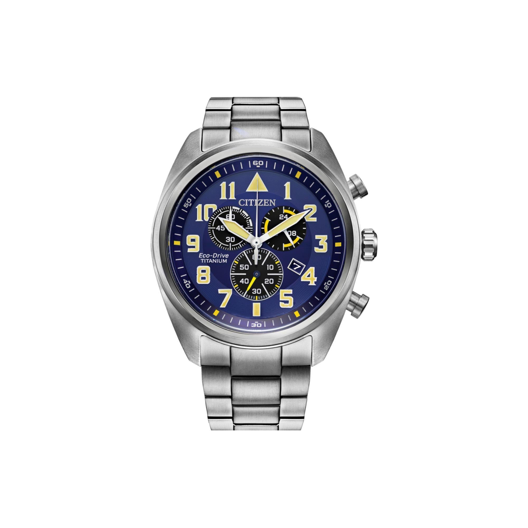 Citizen Garrison Chronograph Blue Dial Titanium Bracelet 44mm