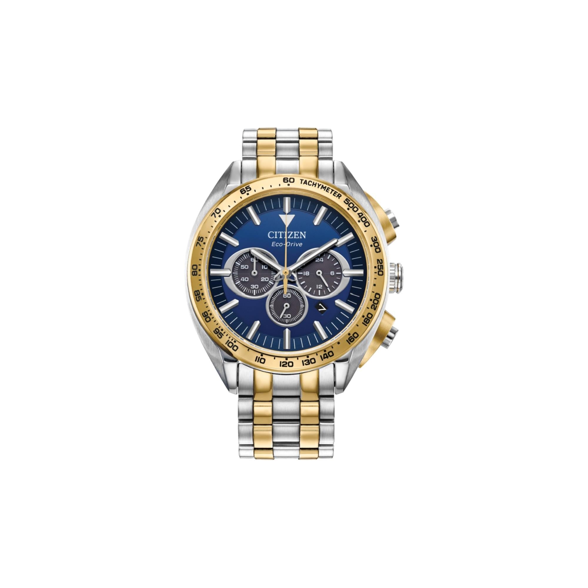 Carson Chronograph Blue Dial Two Tone Bracelet 43mm