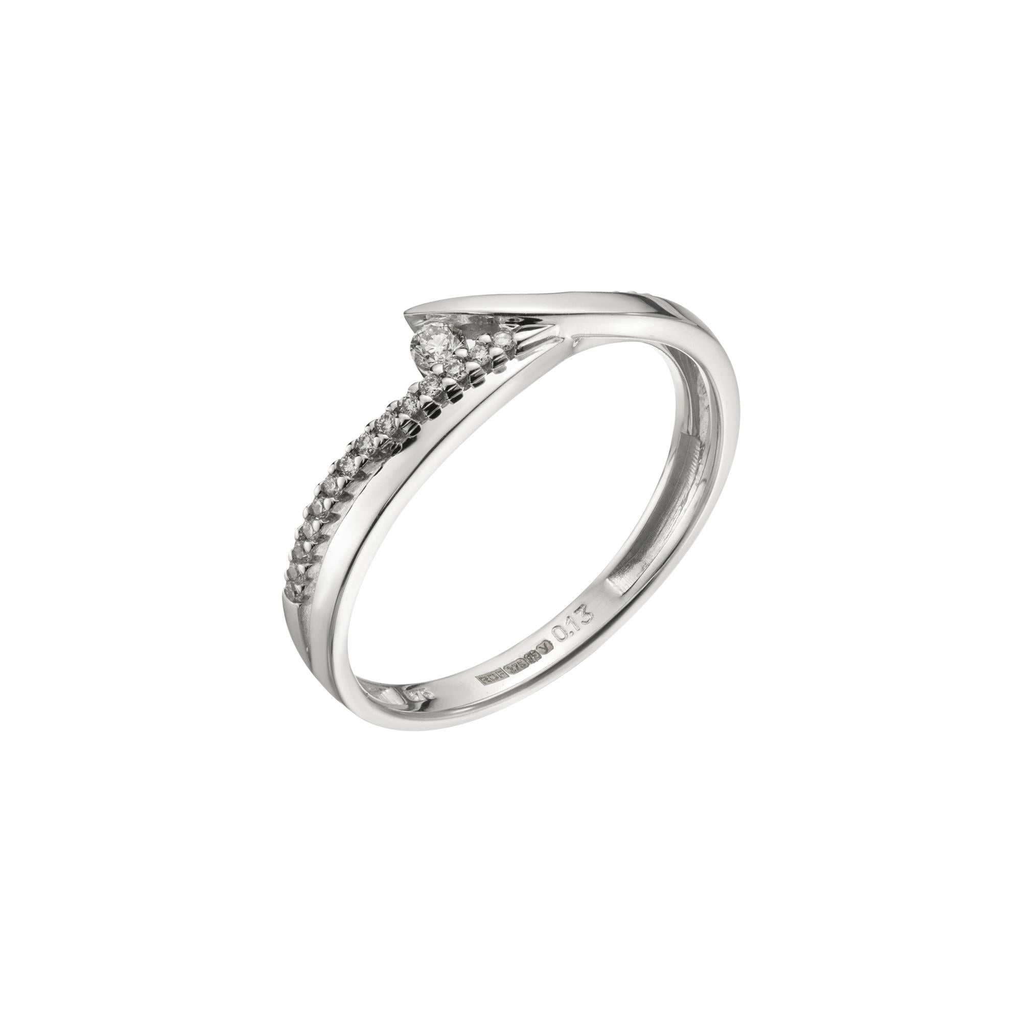 9ct White Gold Diamond Set Ring