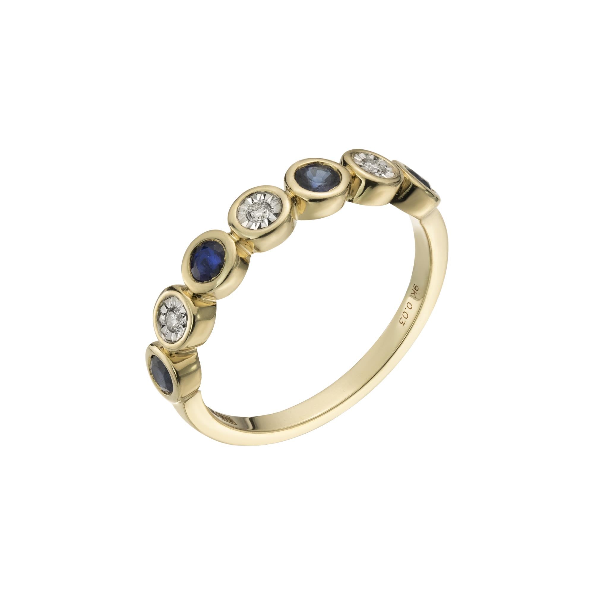 9ct Yellow Gold Sapphire Seven Stone Ring