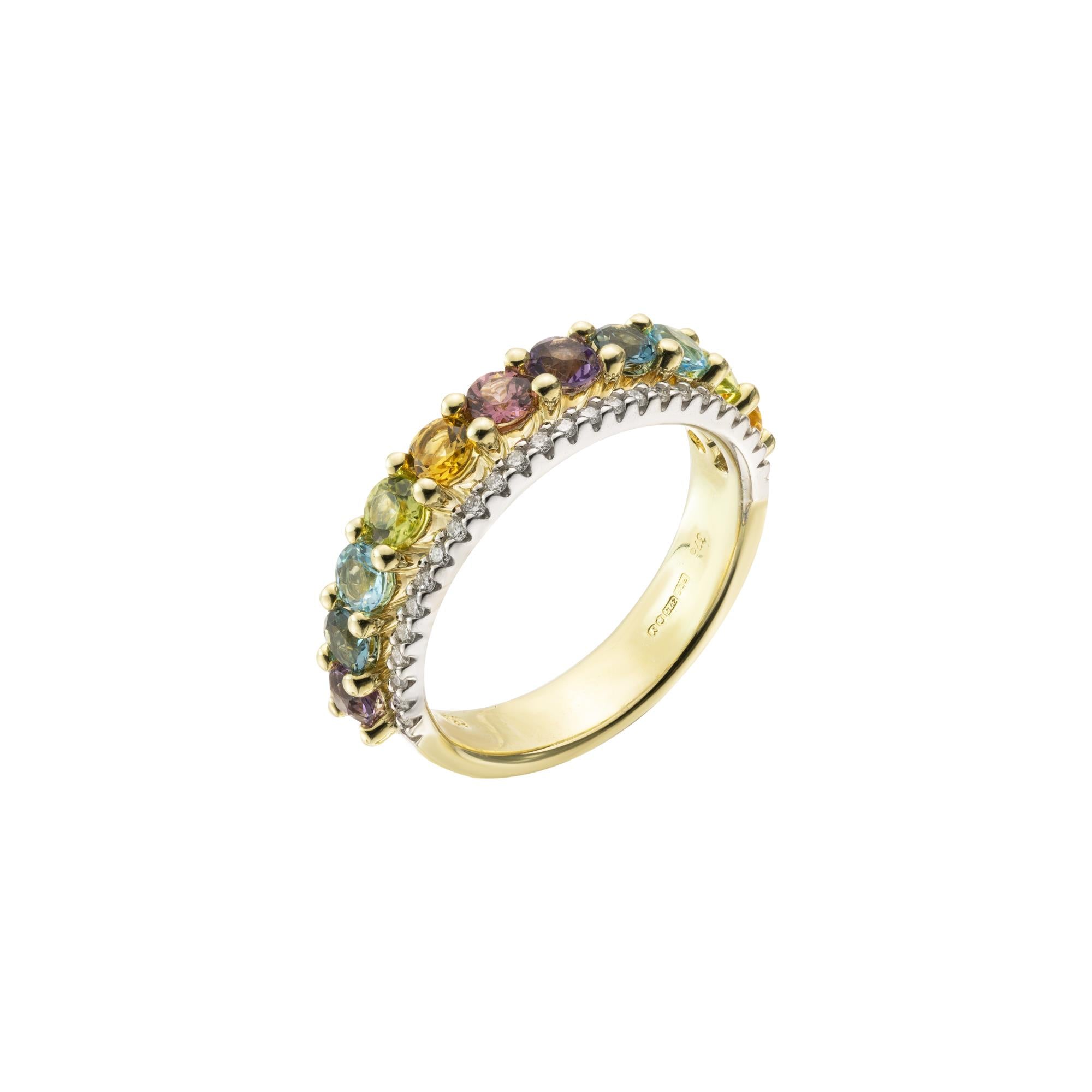 9ct Yellow Gold Diamond & Multi Stone Dress Ring