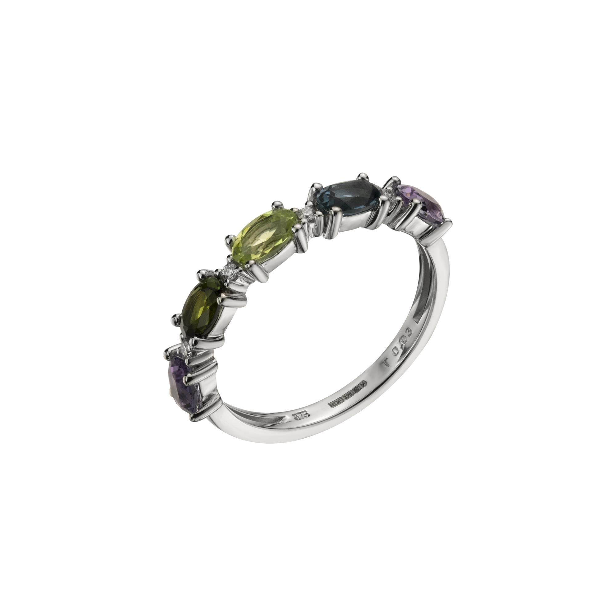 9ct White Gold Multi Stone Dress Ring