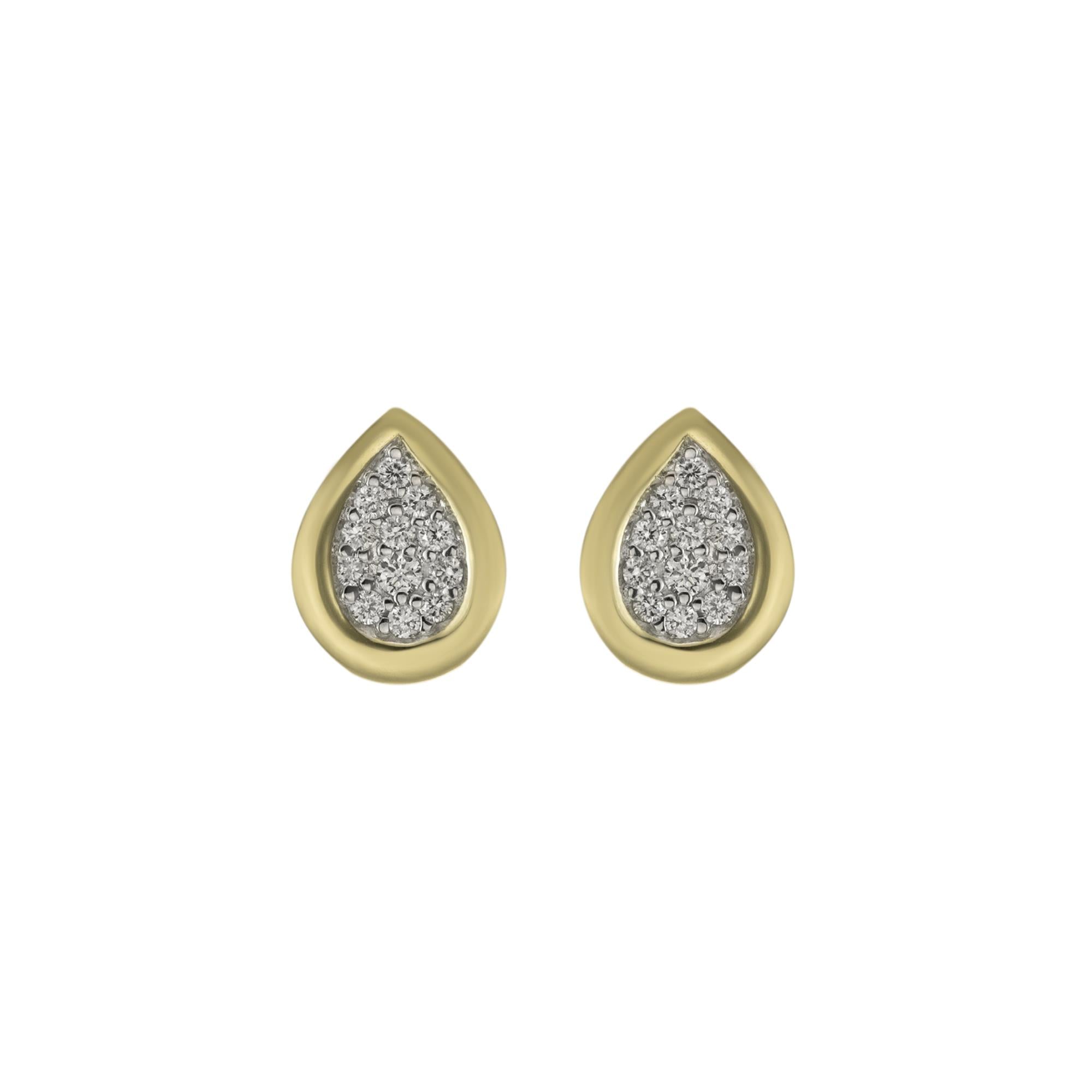 9ct Yellow Gold Diamond Pear Shaped Stud Earrings