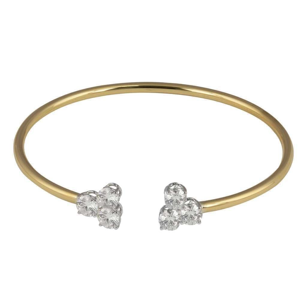 18ct Yellow Gold Round Cut Diamond Set Torque Bangle, 0.66ct