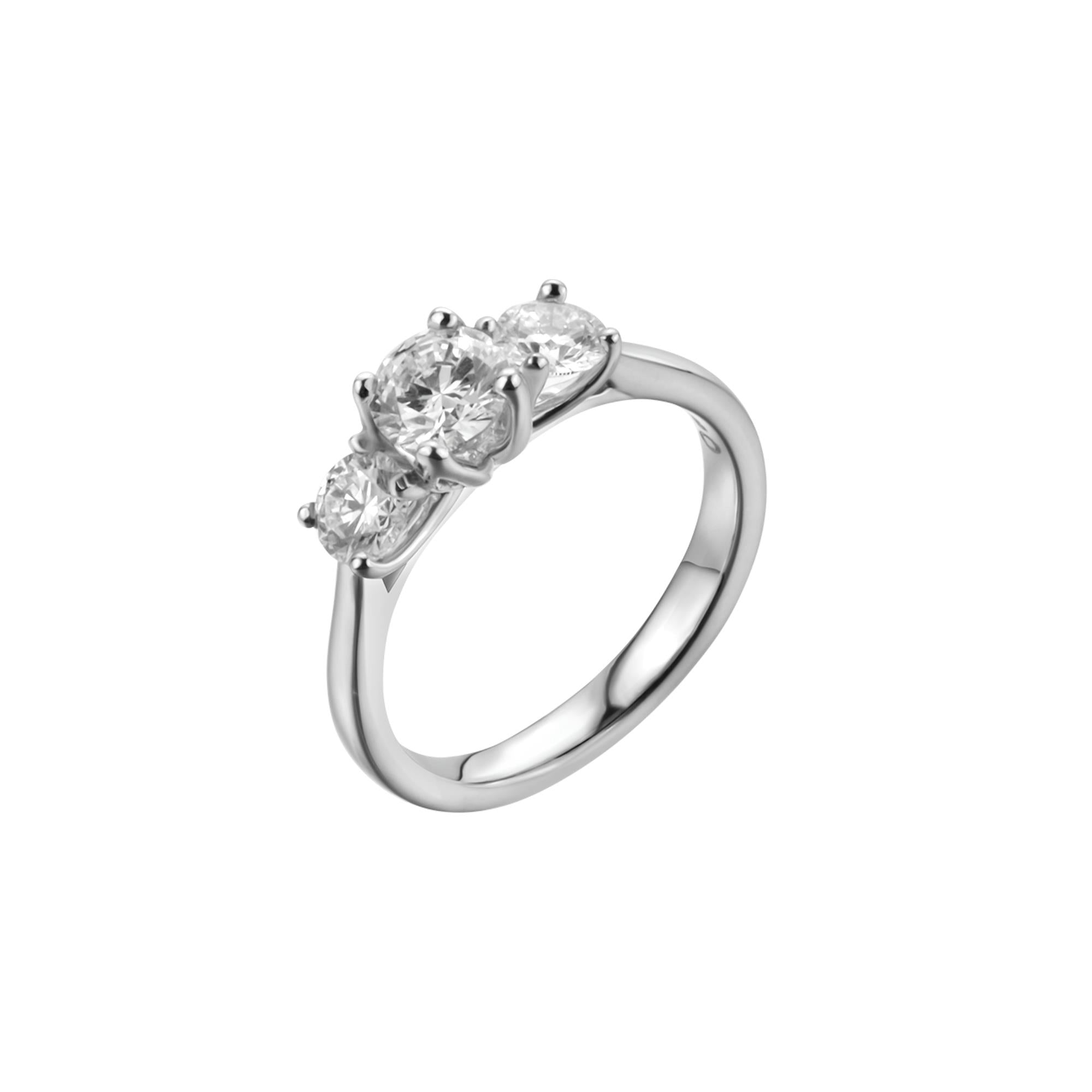 Platinum Round Cut Diamond Three Sone Ring, 1.00ct