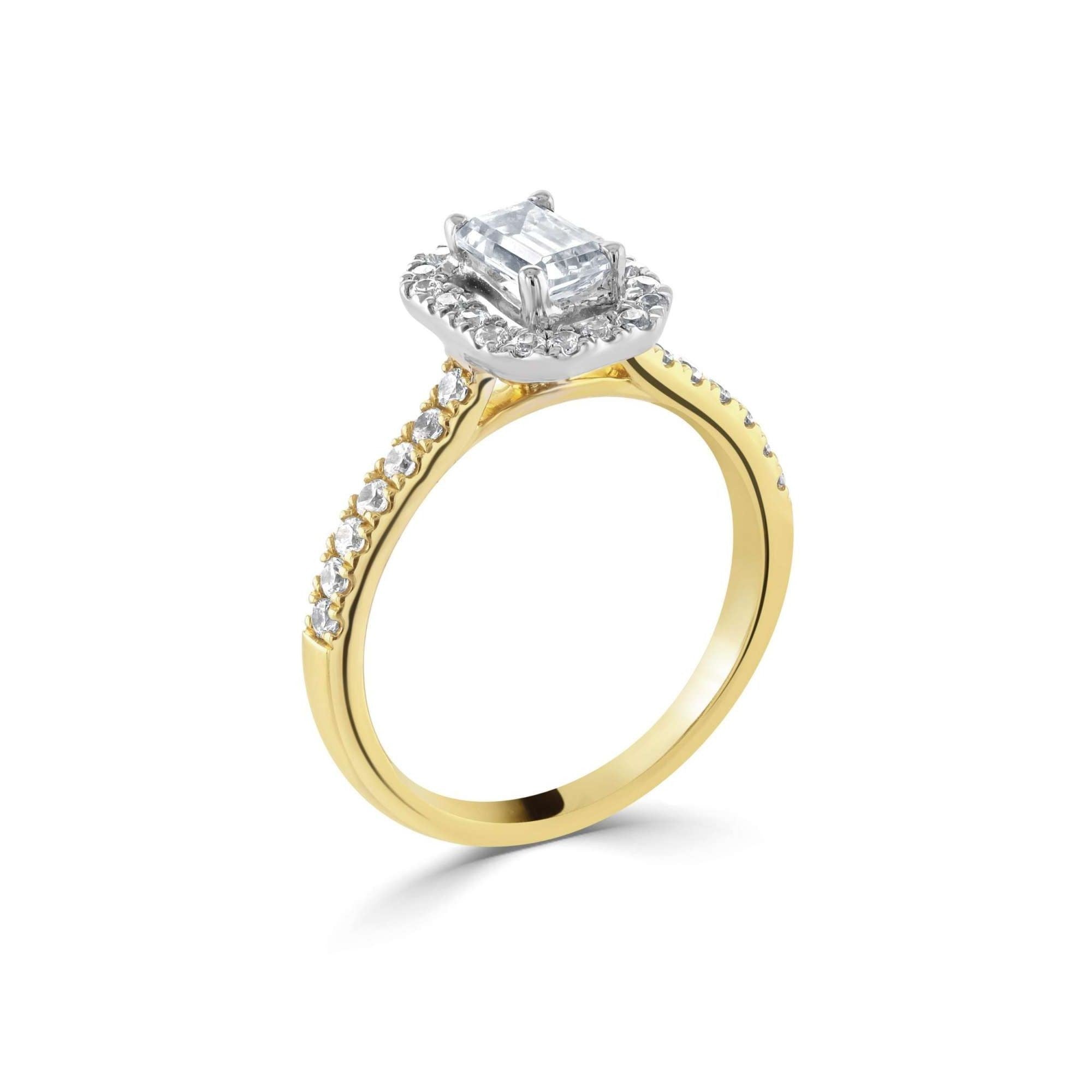 18ct Yellow Gold & Platinum Emerald Cut Diamond Ring 1.51ct