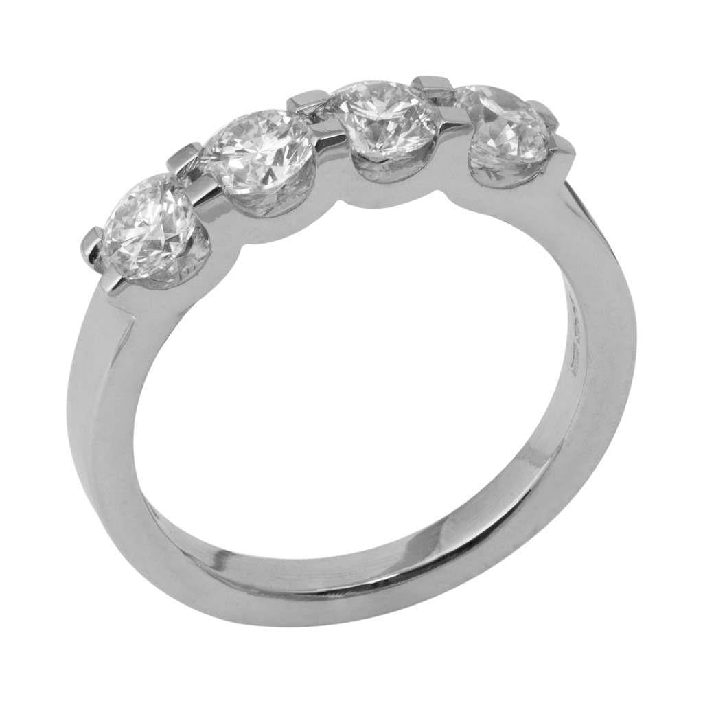 Platinum Four Stone Diamond Ring, 0.44ct