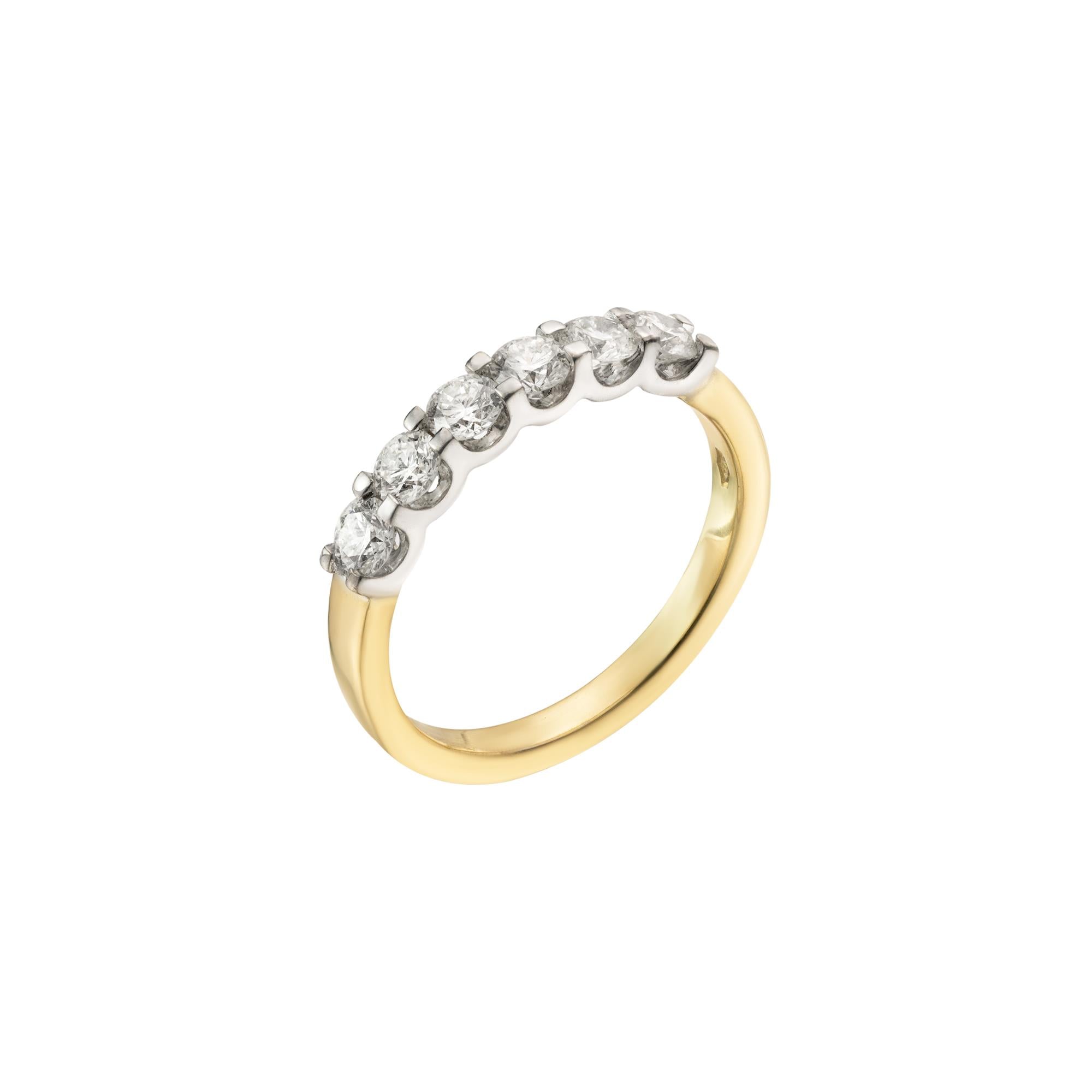 18ct Yellow Gold Round Cut Diamond 6 Stone Ring
