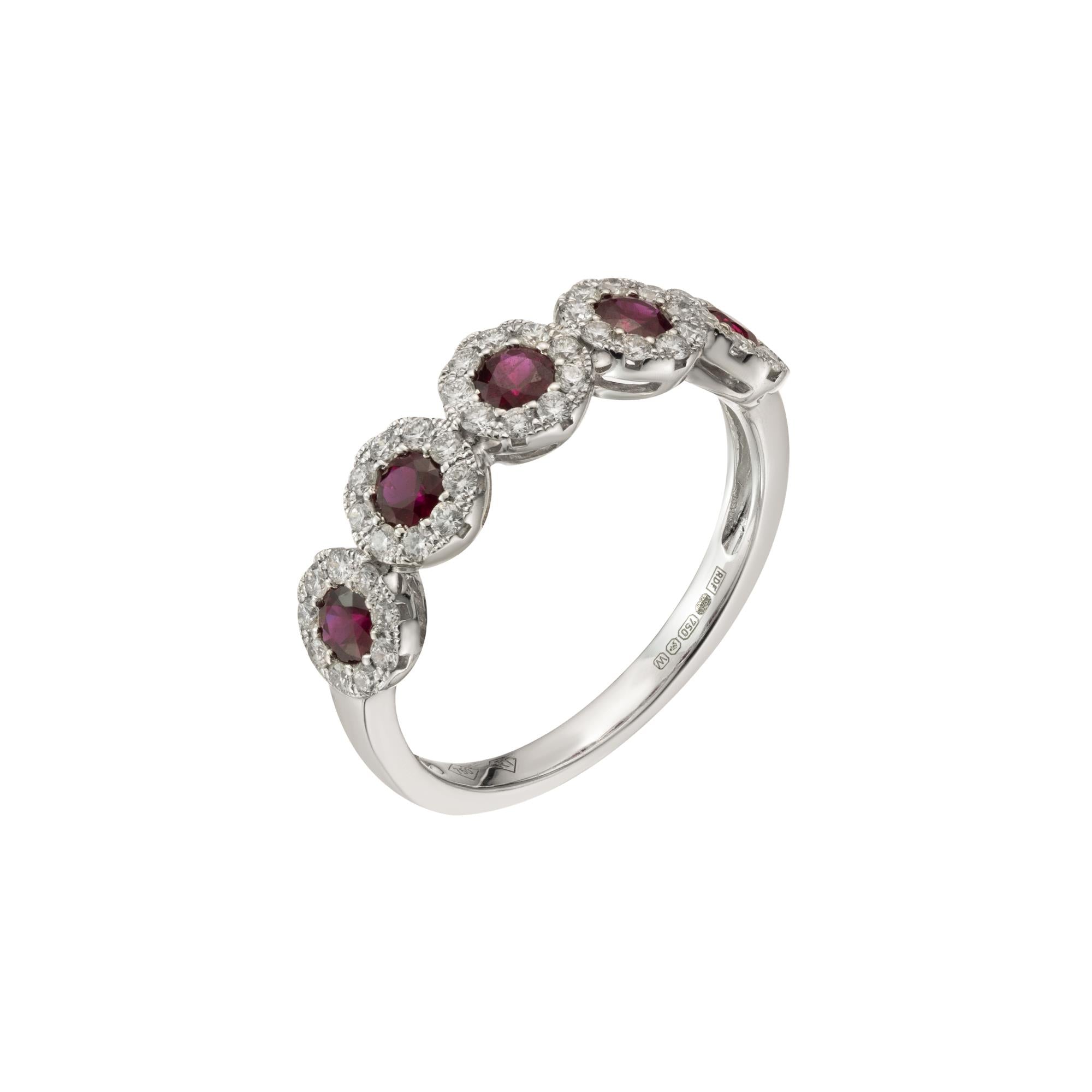 18ct White Gold Ruby & Diamond Halo Ring