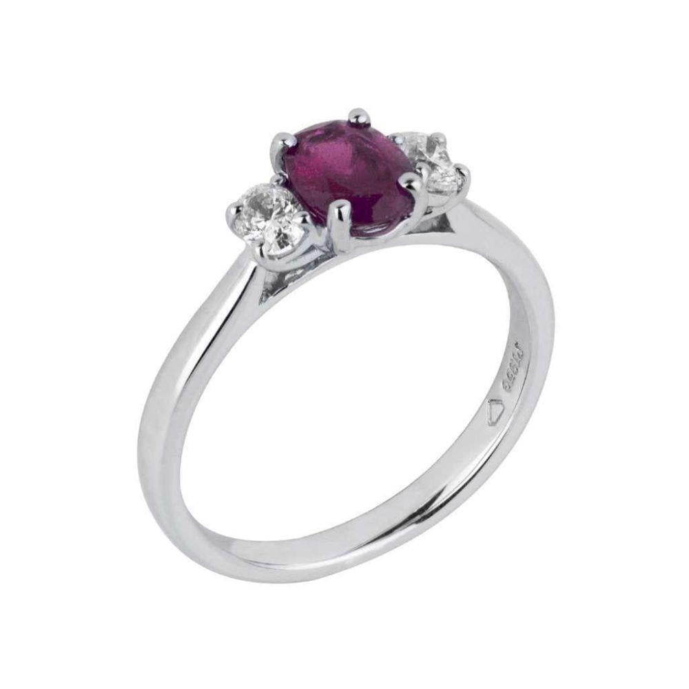 Platinum Ruby & Diamond Three Stone Ring