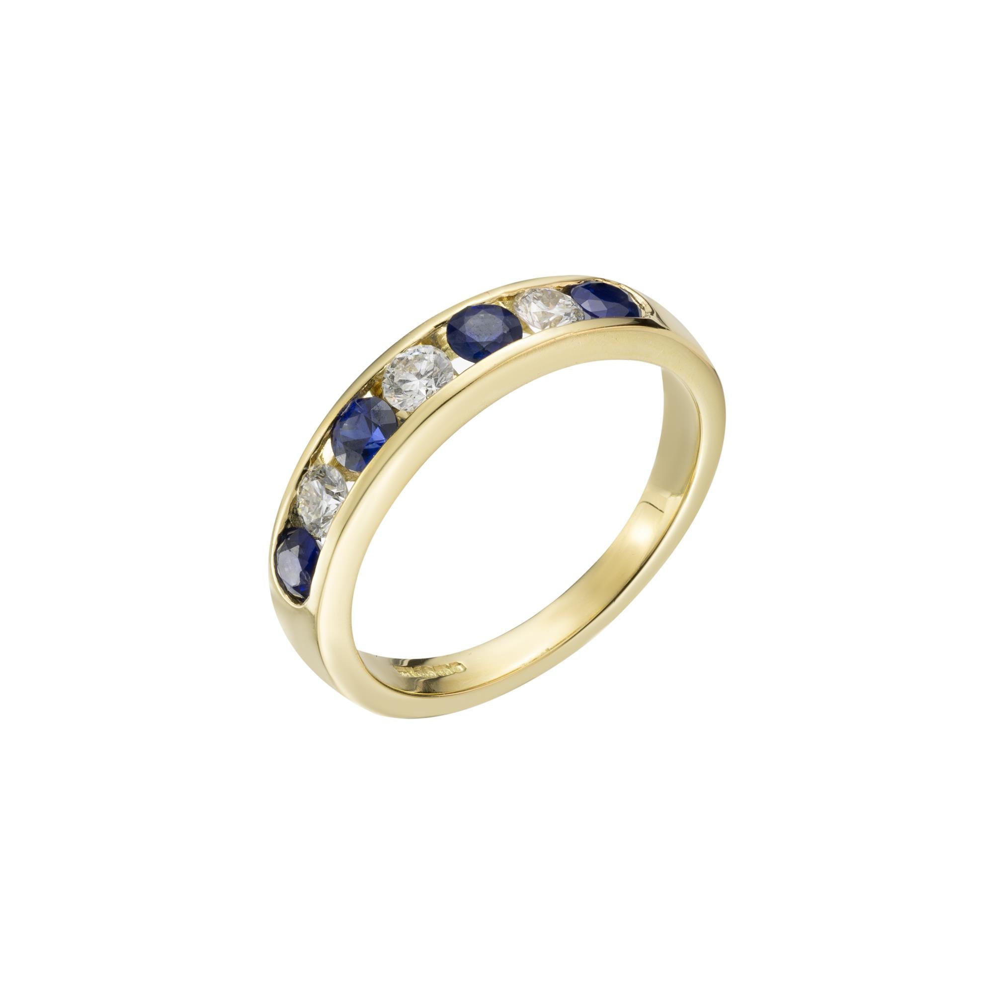 18ct Yellow Gold Sapphire & Diamond Eternity Ring
