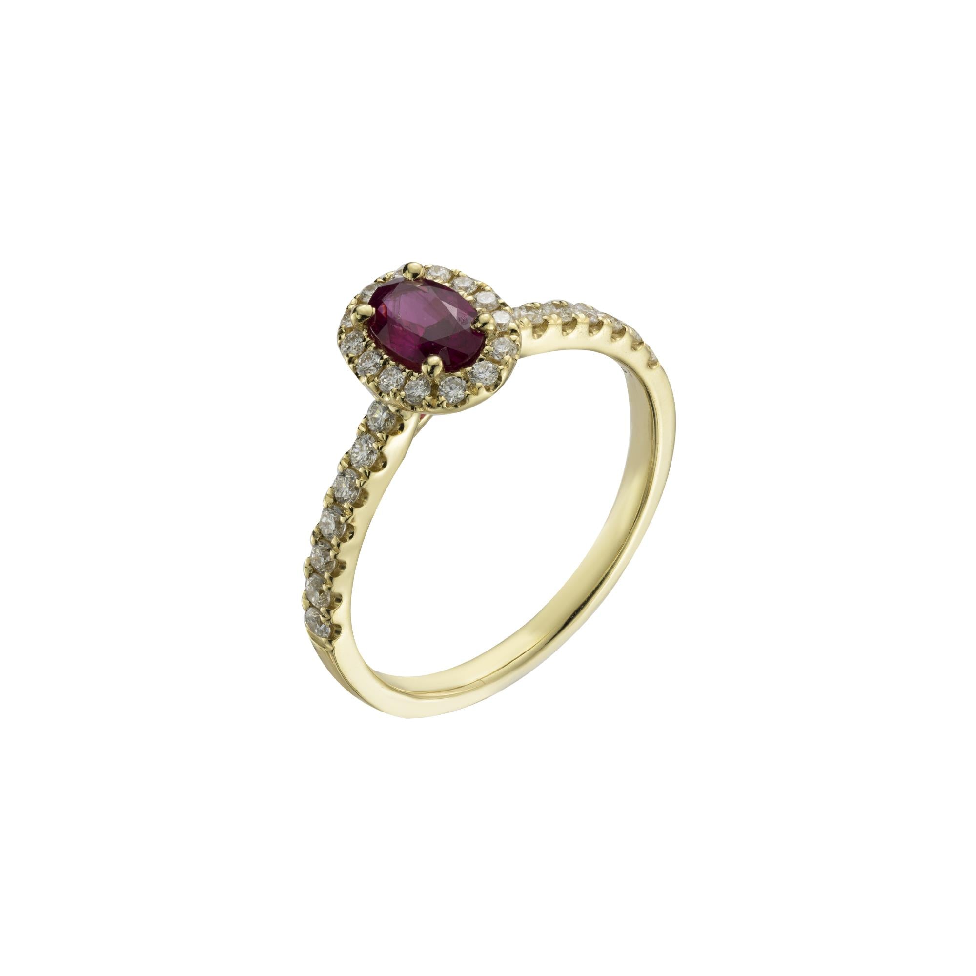 18ct Yellow Gold Ruby & Diamond Cluster Ring