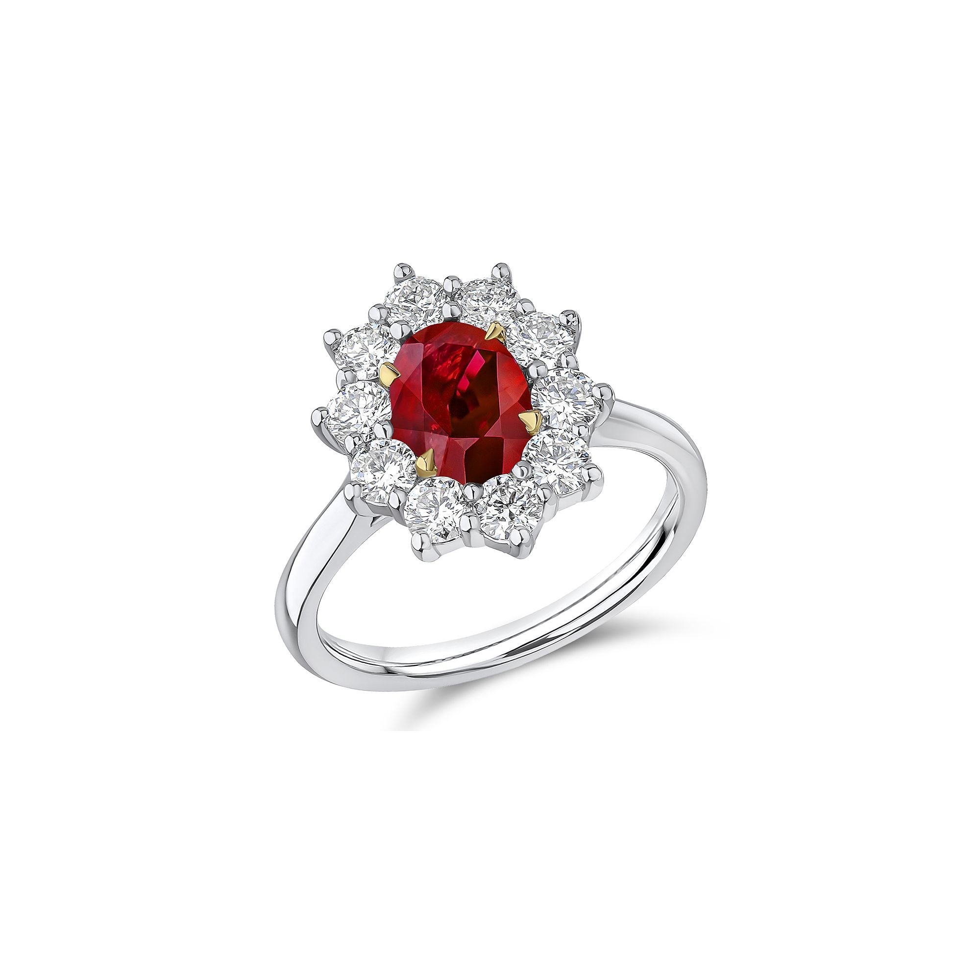 Platinum Ruby & Diamond Cluster Ring