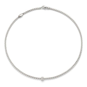 Eka 18ct White Gold Diamond Set Rondel Long Chain