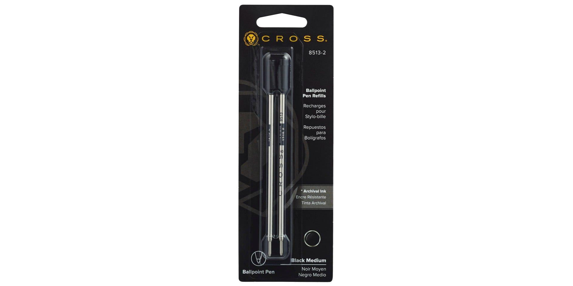 Cross Ballpoint Pen Refill - Black - Medium - Dual Pack
