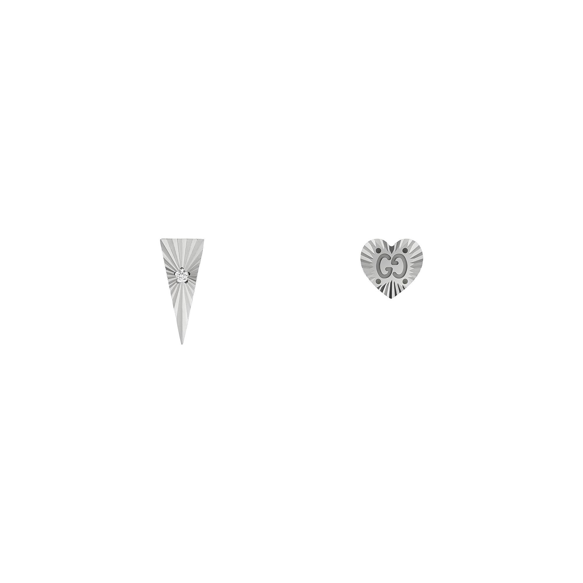 Icon 18ct White Gold Heart & Triangle Diamond Earrings
