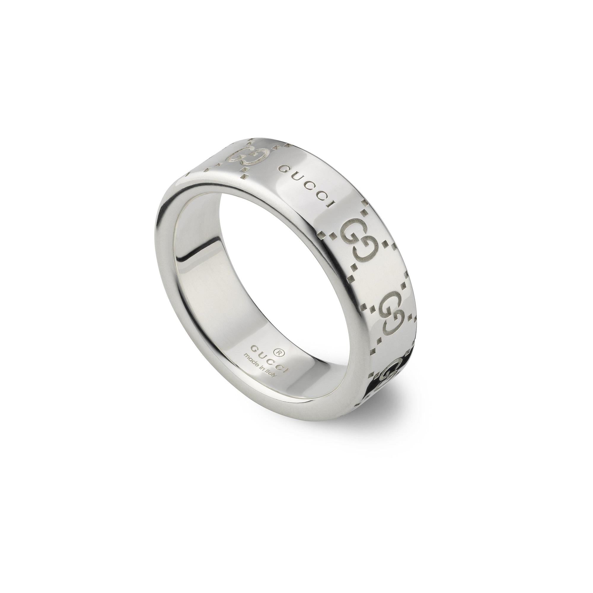 Gucci Signature Silver 6mm Ring - Size 13