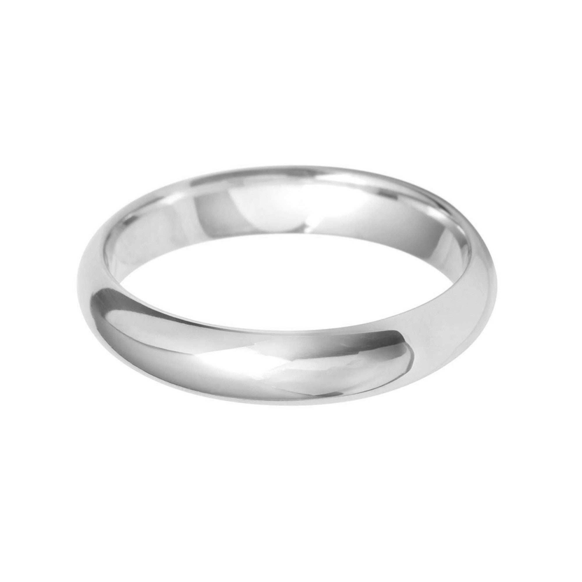 9ct White Gold 4mm D Shaped Wedding Band