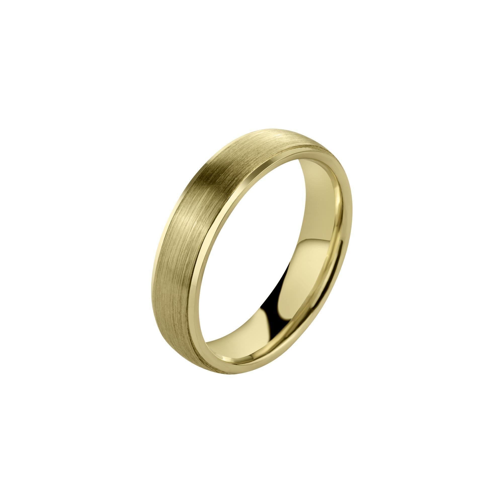 9ct Yellow Gold 4mm Satin & Polished Light Court Wedding Band