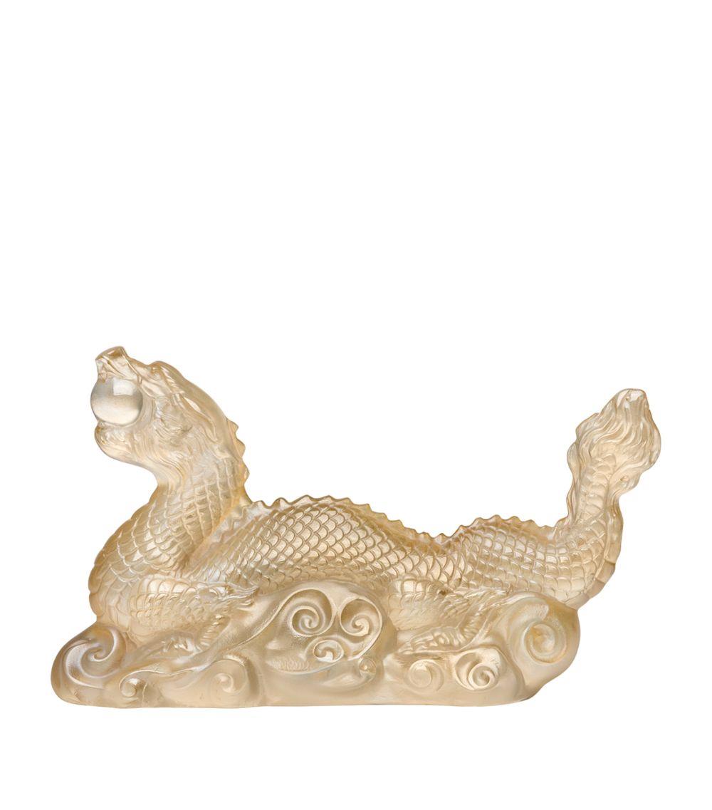 Lalique Gold Coloured Crystal Tianlong Dragon Figure