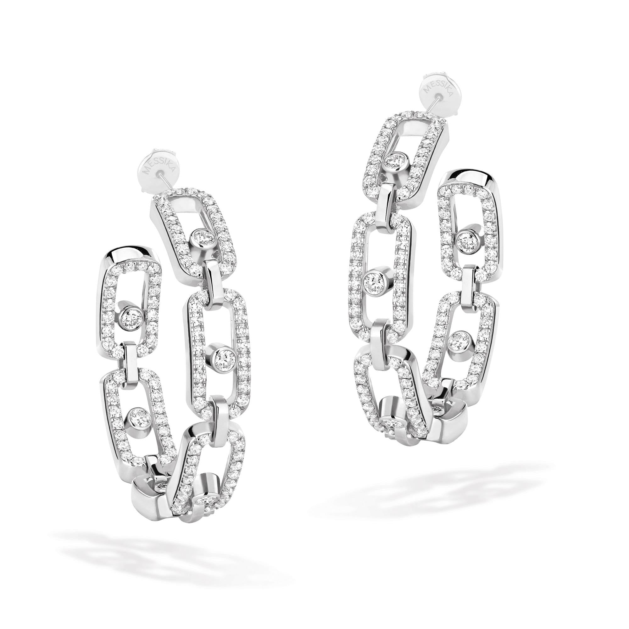 Messika 18ct White Gold Diamond Move Link Small Hoop Earrings