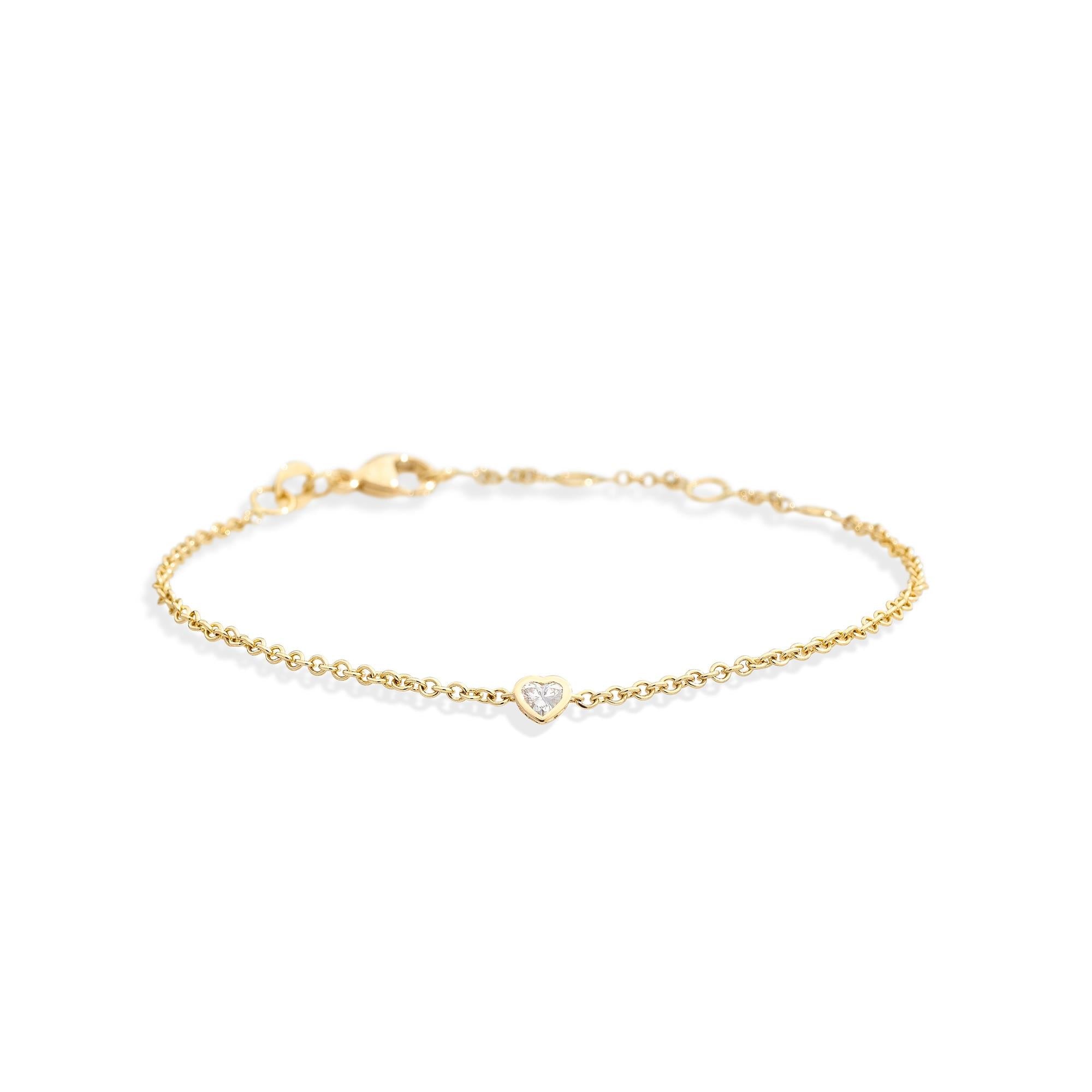Anniversary Glam 18ct Yellow Gold Single Diamond Heart Chain Bracelet