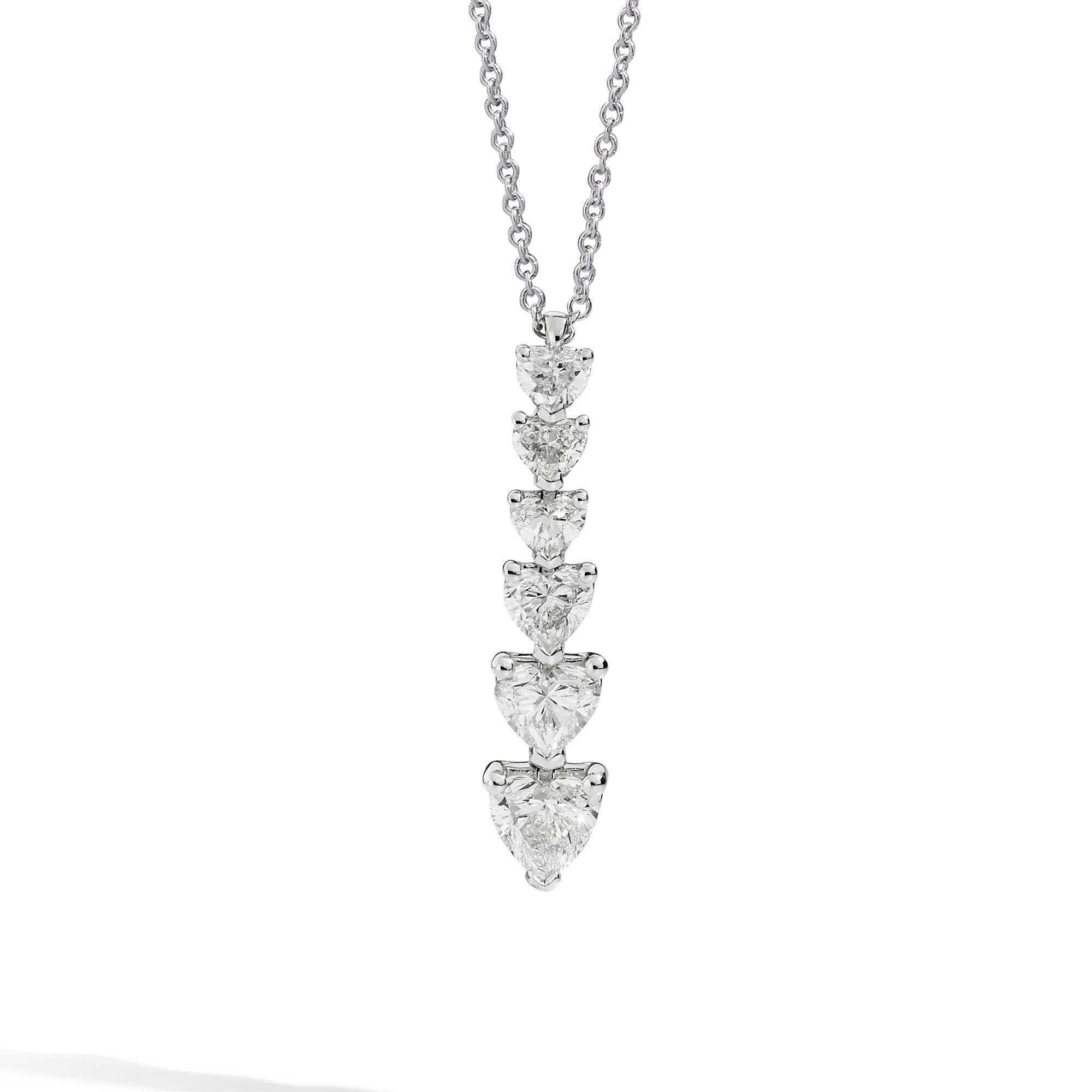 Anniversary Love 18ct White Gold Diamond Graduated Heart Pendant