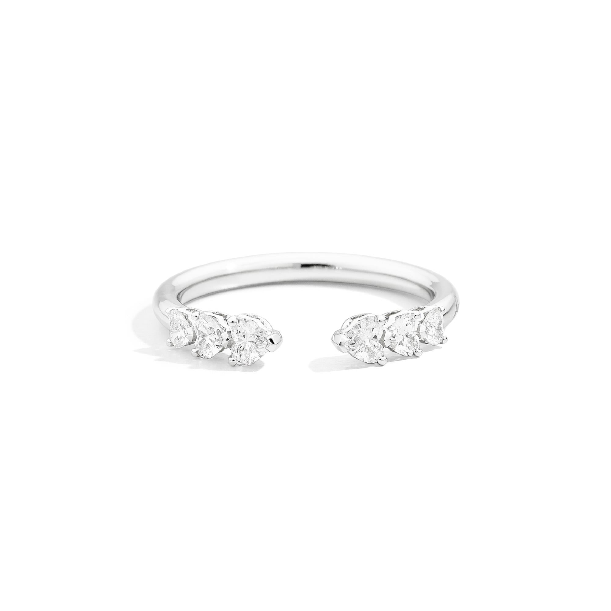 Anniversary More 18ct White Gold Graduated Heart Torque Ring
