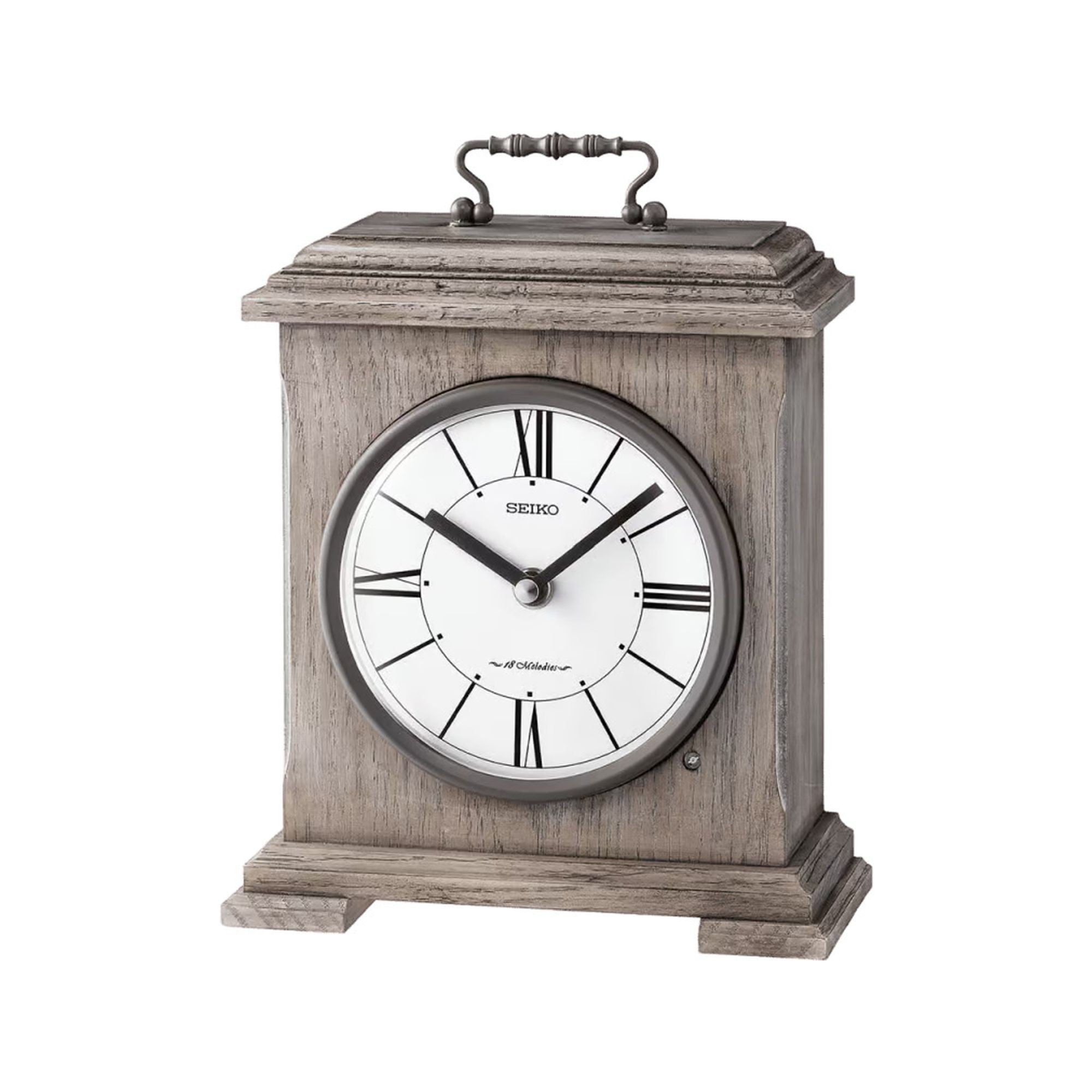 Traditional Grey Wooden Musical Mantel Clock