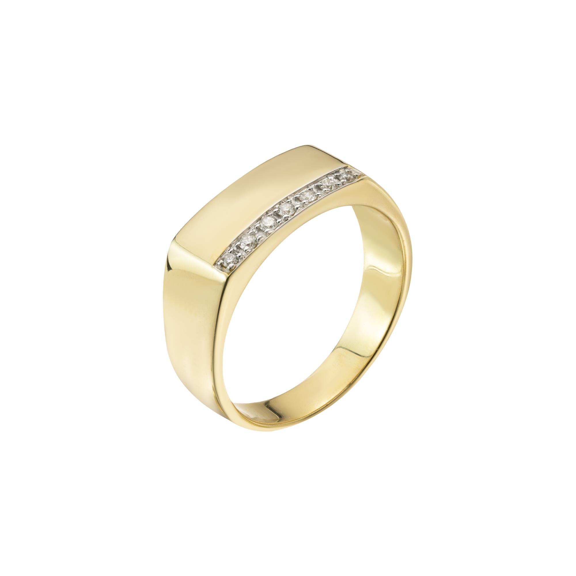 9ct Yellow Gold Round Cut Diamond Rectangular Ring, 0.10ct