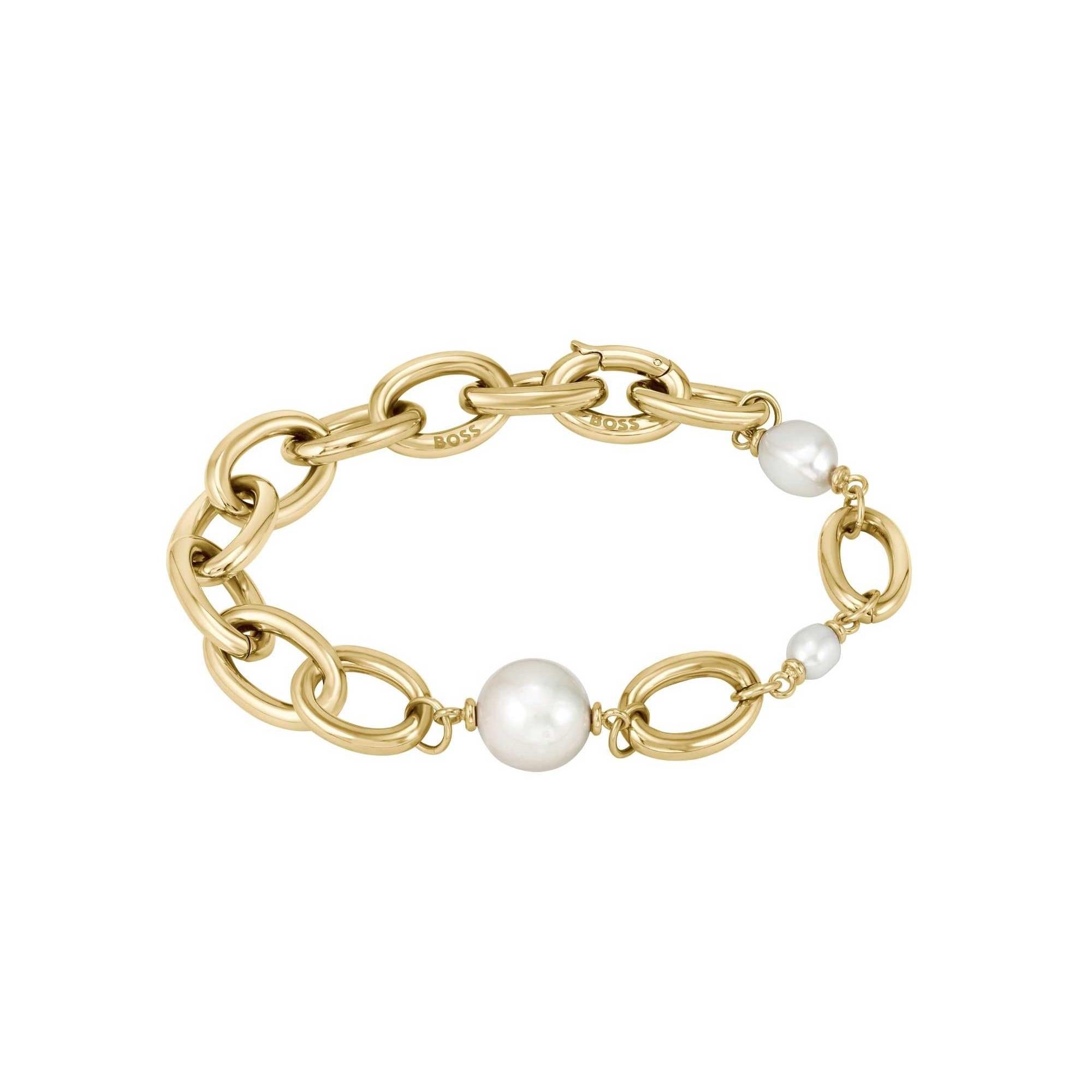 Leah Yellow Gold IP & Freshwater Pearl Bracelet