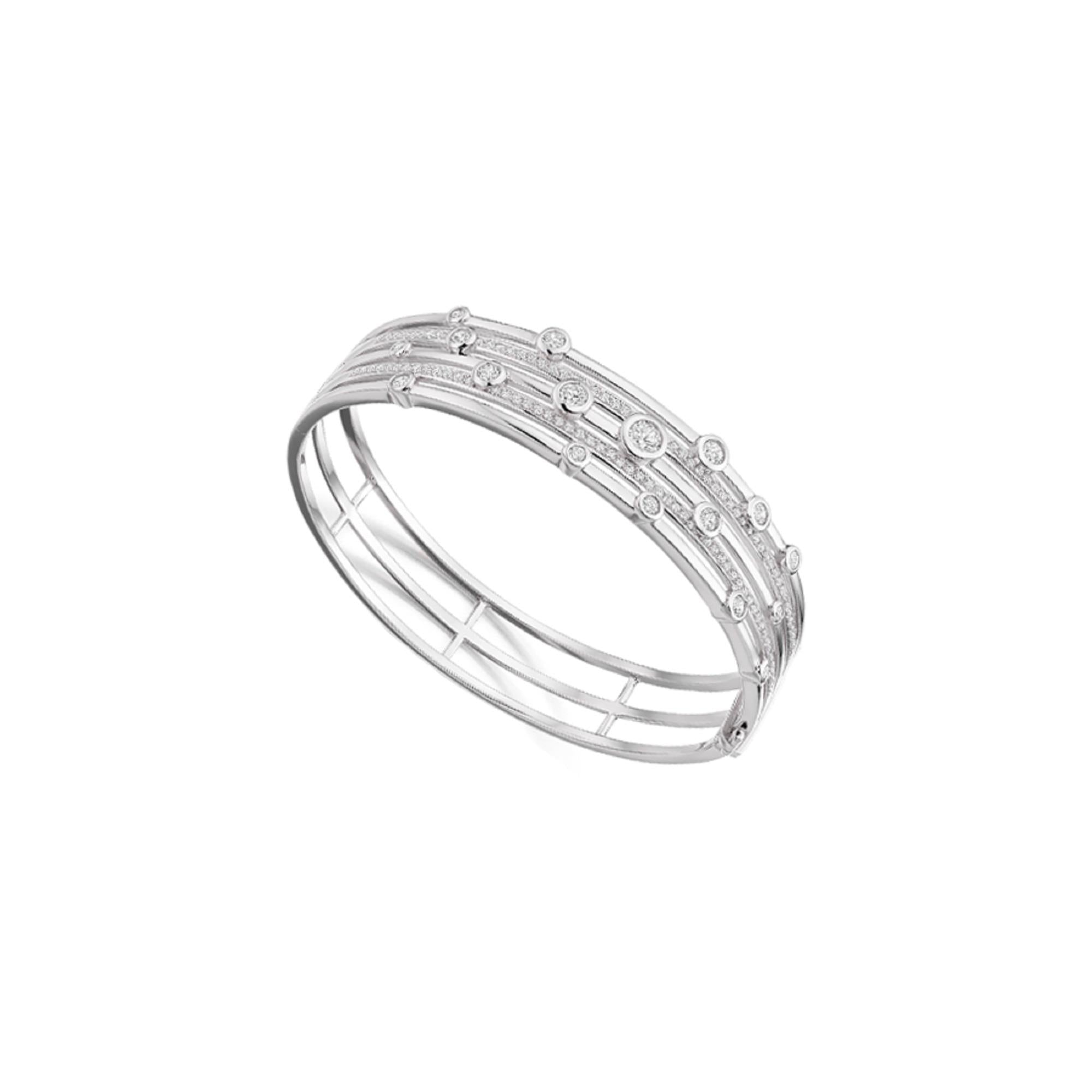 Silver Cubic Zircona Bubble Five Row Bangle