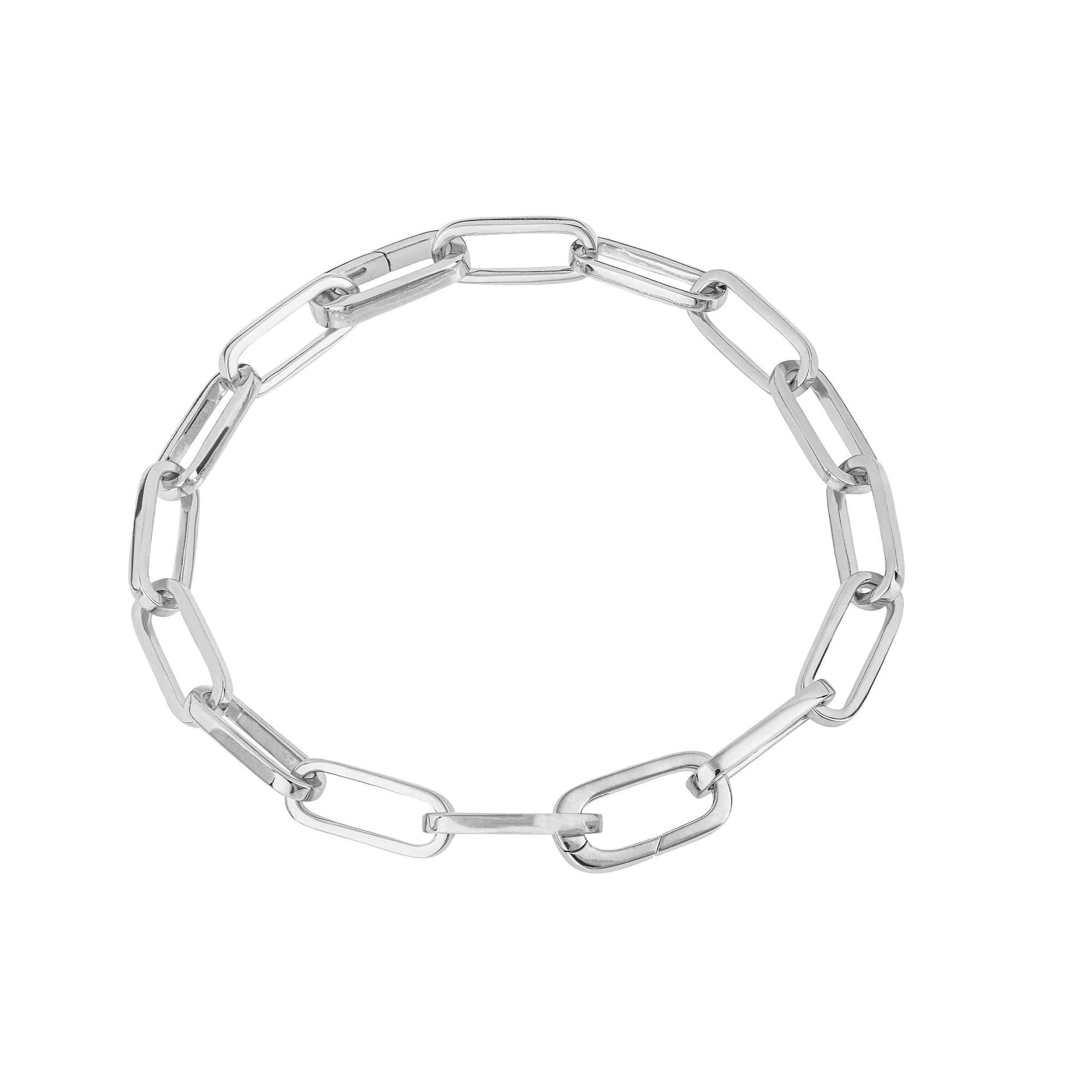 Silver Long Link Chain Bracelet